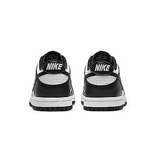 NIKE Boy's Dunk Low Basketball Shoe, White/Black/White, 6 Big Kid