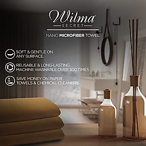 wilma secret Nano Synthetic Chamois Microfiber Towels Cleaning Cloth, Cleaning Set , car Cleaning Microfiber Towel, Glass Towel Cleaning Cloth, Washing and Drying 2-Pack 15,74x 13,77 inc Mustard