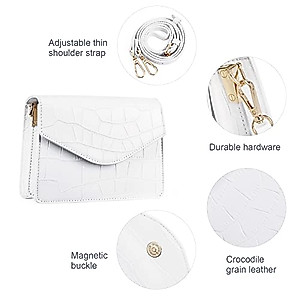 CLUCI Cross Body Bag Purses for Women, Vegan Leather Trendy Purse with Two Shoulder Strap, Women's Shoulder Bag Crocodile White