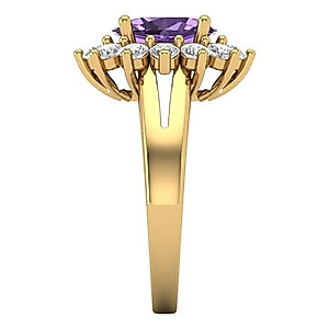 Clara Pucci 2.72ct oval cut simulated alexandrite 14k yellow gold engraving anniversary engagement wedding halo ring size 10 us