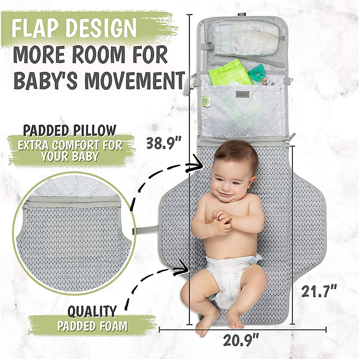 KeaBabies Car Seat Cover for Babies and Portable Diaper Changing Pad - Baby Car Seat Canopy for Spring, Autumn, Winter - Waterproof Foldable Baby Changing Mat - Universal Stretch Fit Car Seat Cover