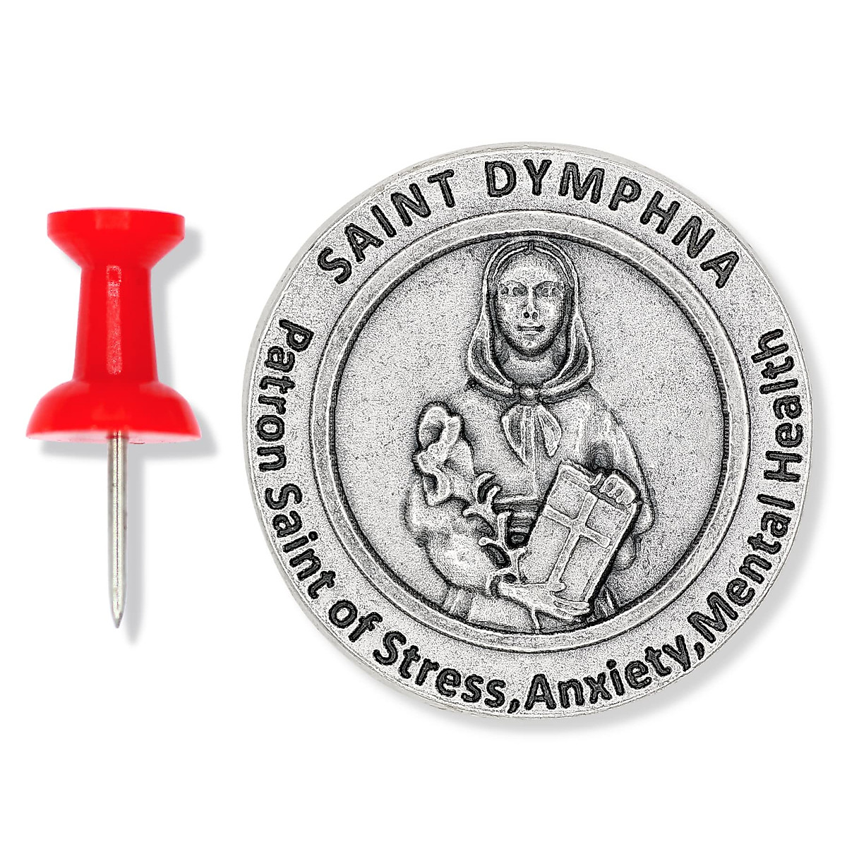 St St. Saint Dymphna Pocket Token Coin 1.2 with Prayer Catholic Patron Stress Anxiety Mental Health by Gifts Catholic, Inc.