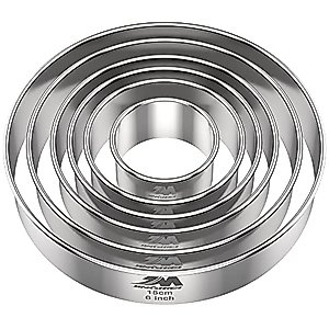 M JNGMEI 6 Pieces Stainless Steel Cookie Biscuit Cutter Set 2'', 3'',3.5'', 4'',5''and6'' Biscuit Plain Edge Round Cutters large Sizes Shape Molds Ranging from 2-6 Inches Multiple Sizes