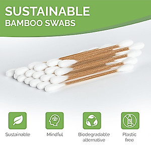 Beautiful Mind Bamboo Cotton Swabs for Ears – 500 Pack – Qtips with Carbonized Bamboo for Durability – Eco-Friendly, Biodegradable & Vegan – 100% Organic Cotton Ear Swabs for Makeup