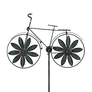 Metal Wind Spinner, 49” H Bicycle Wind Spinners for Yard and Garden, Antique Blue Bike Stake Decoration, Outside Garden Decor for Patio Lawn Farm Backyard