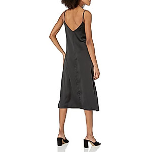 The Drop Women's Ana Silky V-Neck Midi Slip Dress Dress, -Black, XXL