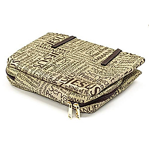 Dicksons Brown Purse Fashion Jacquard Fabric Zippered Bible Cover Case with Shoulder Carry Handles, Large