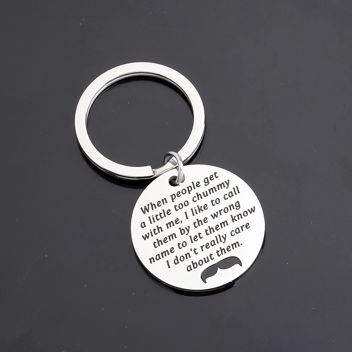 BEKECH Funny Boss Gag Gifts Ron Quotes Gift When People Get A Little Too Chummy With Me Keychain TV Show Fan Gift Parks and Rec Inspire Gift (too chummy with me)