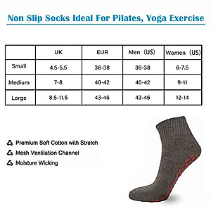 NOVAYARD 5 Pairs Non Slip Socks Non Skid Sticky Grippy Sock Yoga Pilates Hospital Socks Men Women(Black,Large)