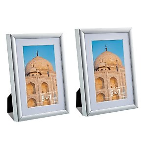 2 Pack 5x7 Silver Metal Picture Frame, Aluminum Photo Frames for Wall or Tabletop Display and Wall Mounting, Pictures Photo Frame Great for Weddings, Graduations, Events, Home Decoration, Office