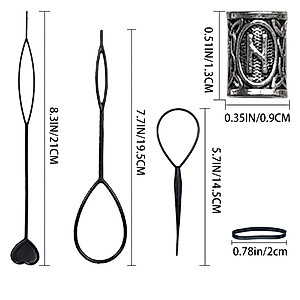 24 PCS Viking Hair Beads Beard Hair Beard Beads 6 PCS Pull Hair Pin Quick Beader 100 PCS Black Rubber Bands and a Bag