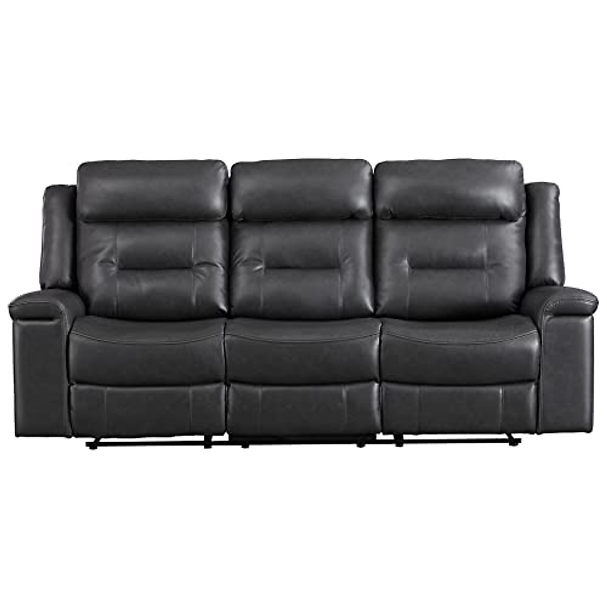 Signature Design by Ashley McAdoo Contemporary Faux Leather Tufted Reclining Power Sofa, Black
