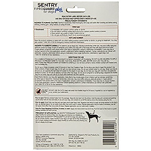 Sentry 6 Count FiproGuard Plus Dog Flea and Tick Drop, 22-Pound - Discontinued