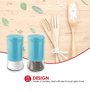Home Basics Essence Collection Salt and Pepper Shaker Set, Turquoise Blue