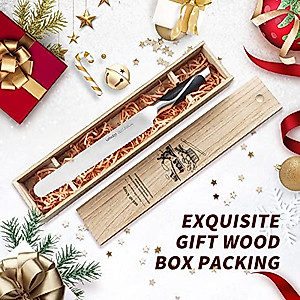 Lebabo 10 Inch Serrated Bread Knife, Professional Cake Knife, German High-Carbon Steel Bread Cutters, Wide Wavy Edge Bagel Knives, Ergonomic Handle with Wooden Gift Box