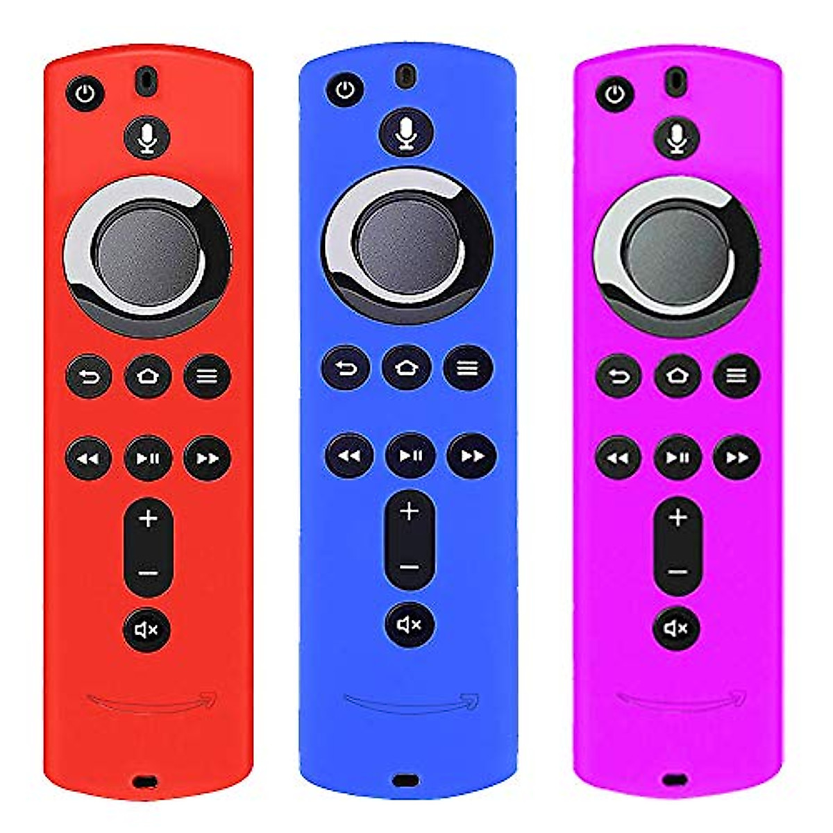 [3 Pack] Silicone Cover Case for TV Firestick/TV (3rd Gen) 4K Compatible with All-New 2nd Gen Remote Control (Red Blue and Purple)