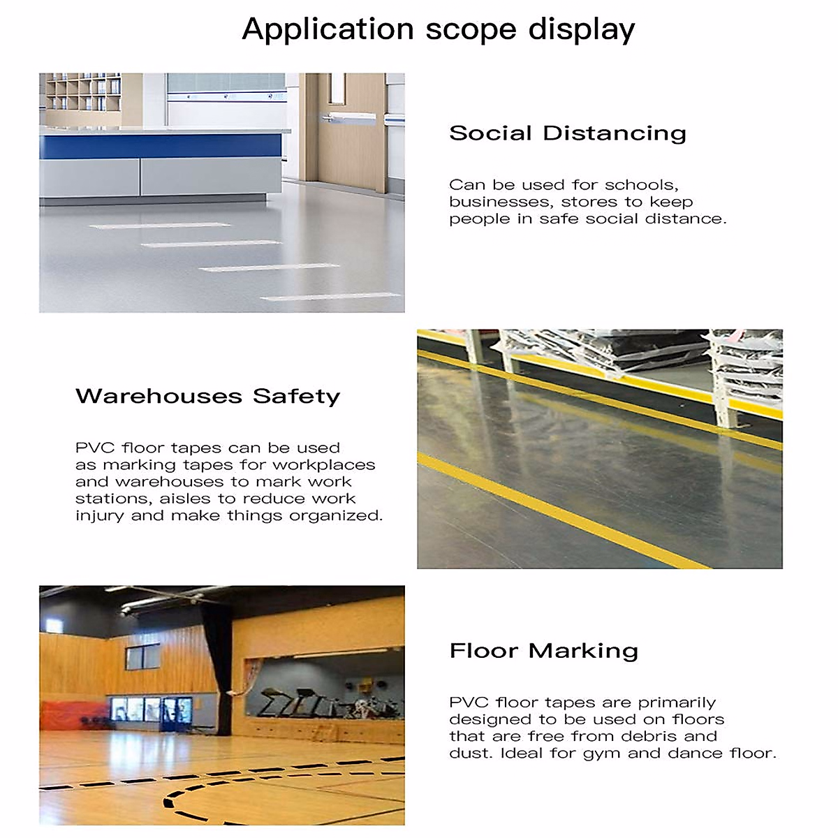 APT, Multi Color Marking Tape, Premium Safety Marking and Dance Floor Splicing Tape, 6 mil Thick (Black, 5 Roll)