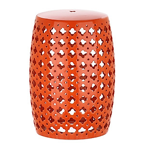Safavieh Lacey Glazed Ceramic Decorative Garden Stool, Orange