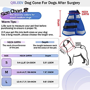 QBLEEV Soft Dog Cone Collar, Dog Cone Alternative Breathable Dog Cone for Dogs After Surgery Adjustable Pet Dog Cones for Meidum Dogs Lightweight Dog Recovery Collars Elizabethan Collar Neck Cone M