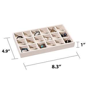 Frebeauty Jewelry Organizer Tray,Stackable Velvet Jewelry Trays,Drawer Inserts Earring Organizer For Women Girls Jewelry Storage Display Case for Rings Stud Necklaces,Set of 9(Beige)