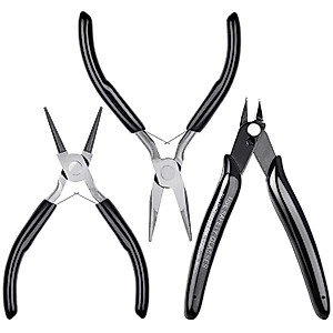 Jewelry Pliers, Cridoz Beading Pliers Set with Needle Nose Pliers, Round Nose Pliers and Wire Cutter for Jewelry Making Beading Repair Supplies and Crafting (set of 3)