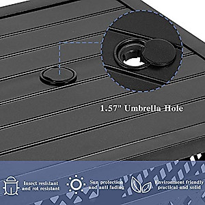 Omelaza Outdoor Patio Bistro Coffee Table Side Table with 1.57" Umbrella Hole, Small Metal Square, for Garden, Pool, Deck, Black