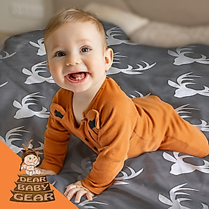 Dear Baby Gear Deluxe Soft Baby Blankets for Newborn Girls & Boys - Cute Infant Blanket, Nice Nursery Blankets, Double Layer Toddler Blanket - Deer Antlers Red & Black Buffalo Plaid (30" x 40")