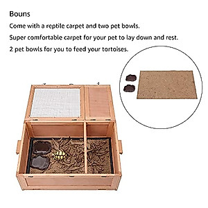 unipaws Tortoise House with Tray, Tortoise Enclosure with Reptile Carpet and Food Bowls for Small Animals, Indoor and Outdoor Medium Habitat, Anti-Corrosion and Moisture Proof