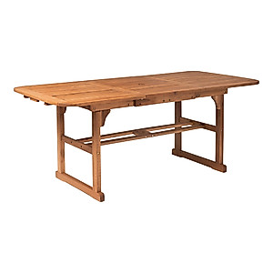 Walker Edison Maui Modern Solid Acacia Wood Slatted Patio Dining Table, 78 Inch, Brown