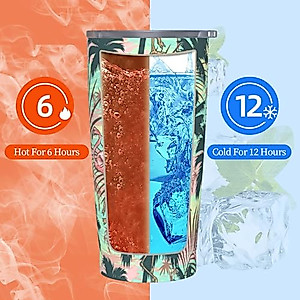 IYERSKD Tropical Palm Flamingo 20 oz Stainless Steel Tumbler Vacuum Insulated Leakproof Travel Mug for Car Office Gym