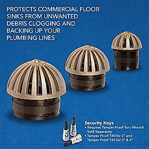 Guardian Drain Lock Dome-D-Lock Commercial Floor Sink Locking Dome Strainer For Restaurants, Hotels, Kitchens, Managers To Prevent Clogs and Pipe Damage 3 Inch