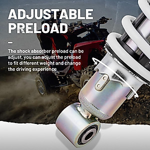 OUMURS Adjustable Front Shock Absorber Compatible with Yamaha Banshee 350 YFZ350 1987-2006 Replace 3GG-23350-10-P0 3GG-23350-20-35 3GG-23350-20-6W White Spring ATV 368mm