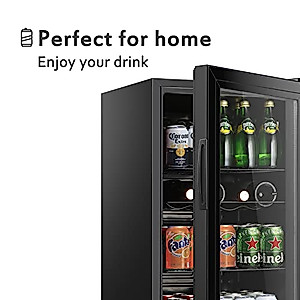 HAILANG 4.5 cu.ft Beverage Refrigerator Cooler, Mini Fridge with Glass Door for Beer Soda or Wine, Perfect for Home,Bar, Office