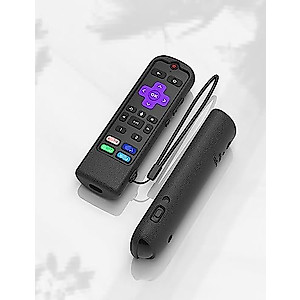 Silicone Remote Case for Roku Voice Remote Pro/RCS01R Universal Shockproof Protective Cover for Roku Ultra(2022/2021/2020/2019) Sleeve Skin with Lanyard for Roku Streaming Stick 4K+ Remote(Black)