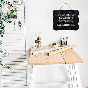 Distressed Wood Home Sign It Always Protects, Always Trusts, Always Hopes, Always Perseveres Motivational Wood Plaque Sign Quote Rustic with Saying Quotes Home Décor Signs for Kitchen Cabin 8x10 Inch