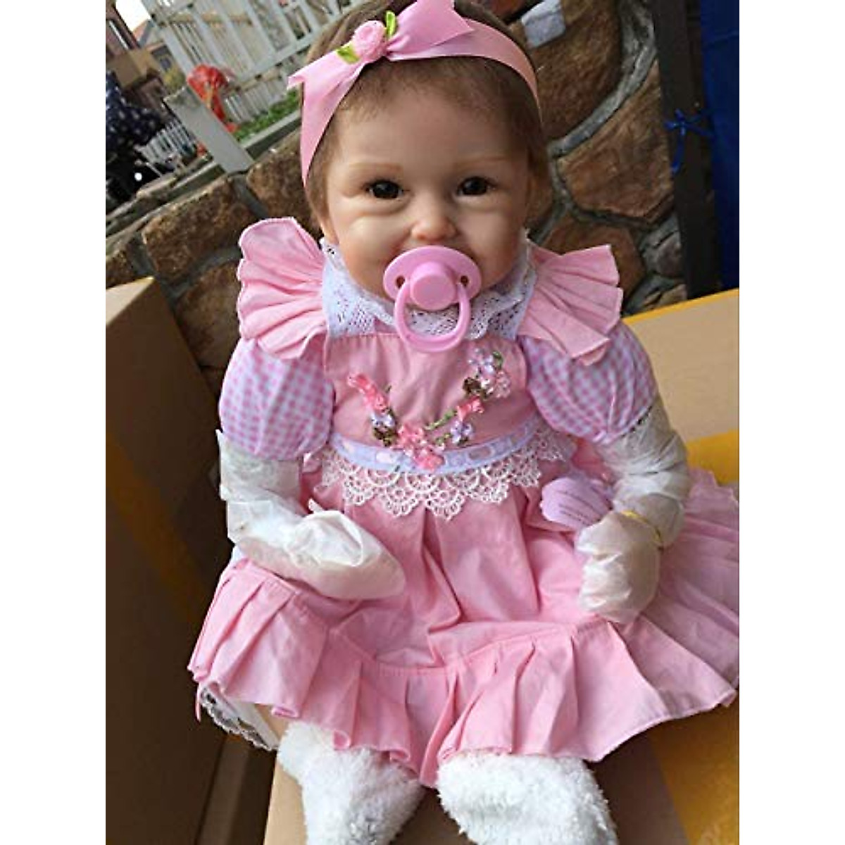 LOVEDOLL Reborn Baby Dolls Girls 22" Reborn Doll Silicone Vinyl Limbs Cloth Body Gift Sets