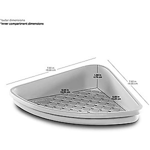 madesmart Plastic Bathtub Corner Shelf for Expanded Soap Storage Space, Storage Shelf for Bathtub Corner with Drainage Holes, Gray