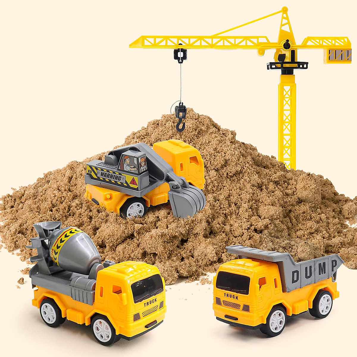 Nuheby Construction Toys for 3 Year Old Boys, Pull Back Cars Toys with Play Mat Excavator Toy Trucks Toddler Toys for Kids Age 4 5 Year Old Boy Birthday Party Cake Toppers Crane Fire Dump Gifts