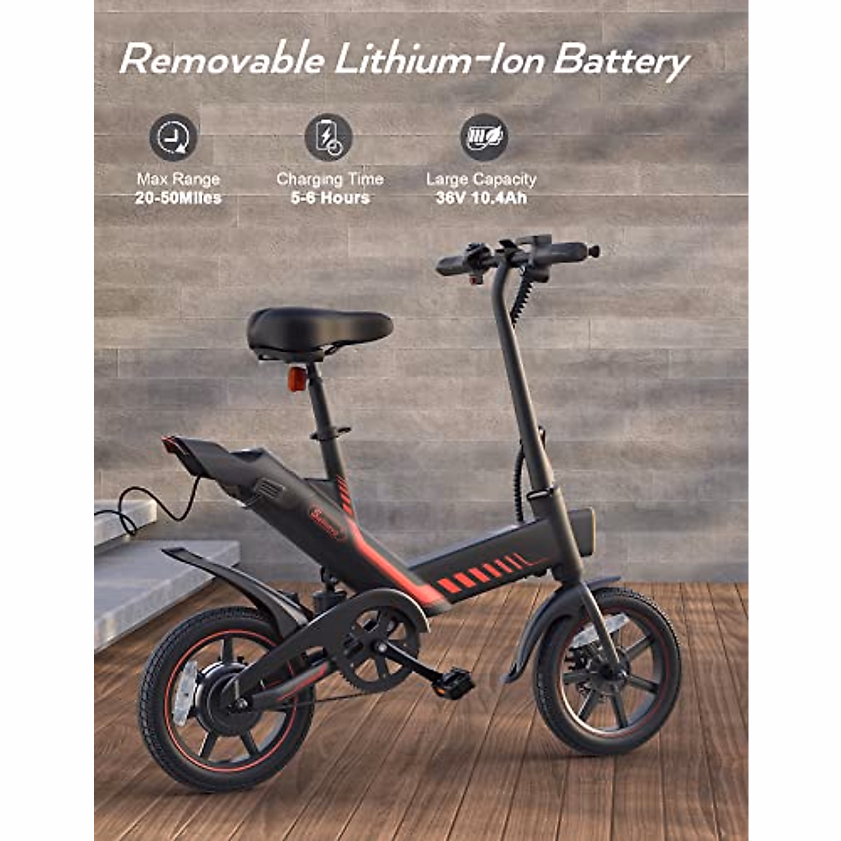 Sailnovo 14'' Folding Electric Bike for Adults, Peak 500W Ebike for Teenagers, 20 MPH Ebike, Up to 50 Miles Foldable Electric Mini Bicycle with 374WH Battery, LCD-Display, Dual Suspension