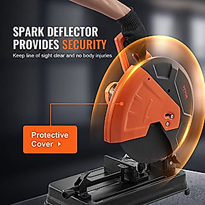 VEVOR Abrasive Chop Saw, 14in / 35cm Blade Cut Off Saw, 2300W 3600RPM Steel Cutting Machine, 0-45 Degrees Adjustable Angle Miter Saw for Cutting Metal Cutting Chop Saw for Steel Rebar Iron Aluminum