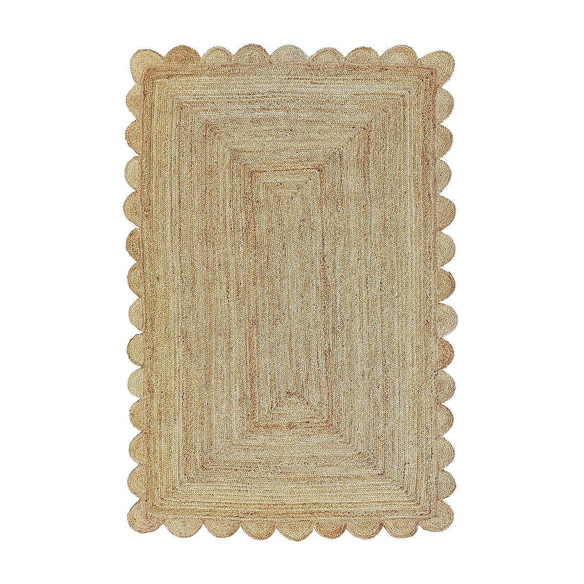 Gautam International Scalloped Natural Jute Area Rug, Natural Color (3'X5')