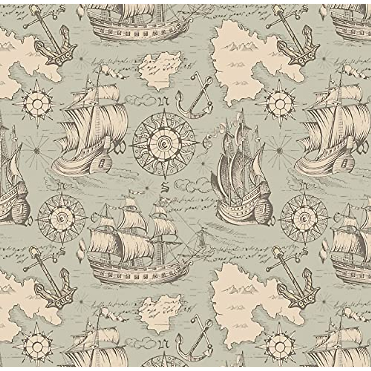 Stesha Party Nautical Wrapping Paper - Ocean Sea Map Gift Wrap - 30 x 20 Inch (3 Sheets)