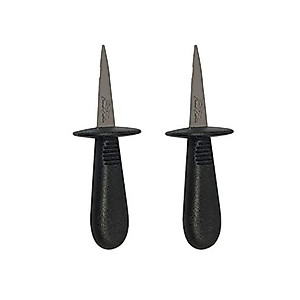 Laguiole Premium Dishwasher Safe Stainless Steel Set of 2 Oyster Knives Shuckers, Black Handle by Clermont Coutellerie