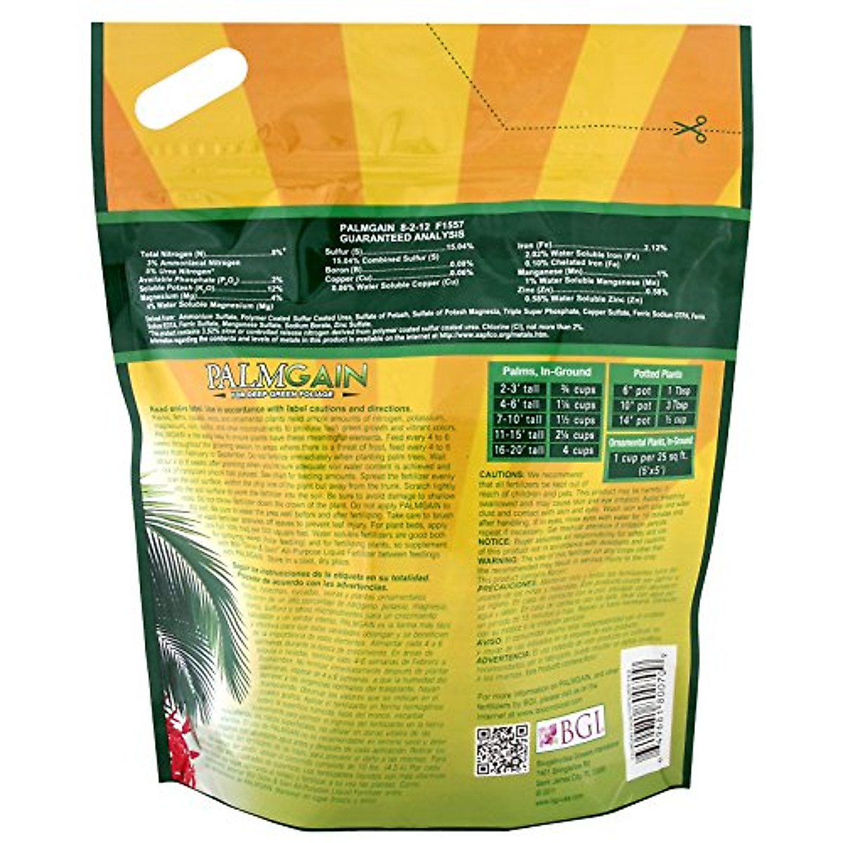 BGI PALMGAIN 10lb Bag Palm Tree Fertilizer, Ferns, Cycads, Ixora