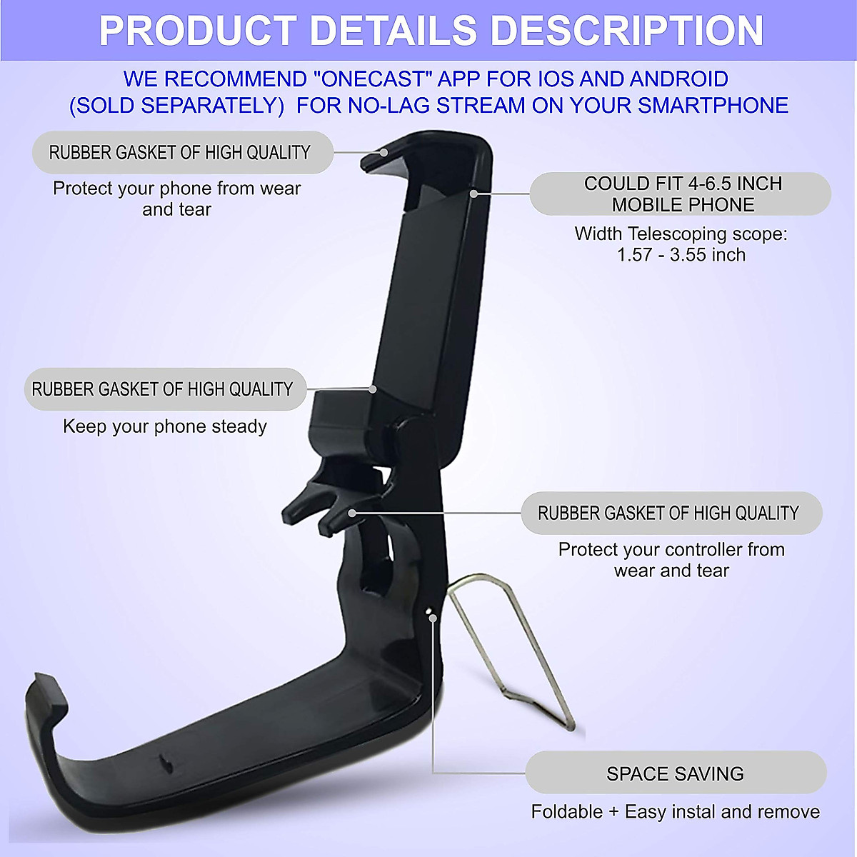 Chasdi X1 Controller Phone Holder Clamp Clip for Xbox One and fits iPhone Samsung LG Sony Huawei HTC