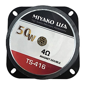 MIYAKO USA (TS-416 4" Professional Grade Replacement for Speaker 50 watts Power at 4 ohms 10oz Magnet Round Speaker for Repairs Black (1 Pair)
