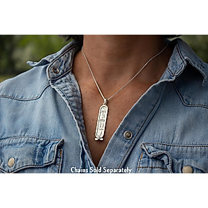 Discoveries Egyptian Imports Made in Egypt - Personalized Sterling Silver Cartouche Necklace - 1-Sided Custom Pendant Handmade in Egypt - Size: Large