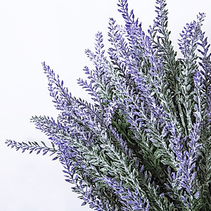 Artificial Lavender Bouquet Plastic Flocked Flowers Layout DIY Bridal Bouquet Home Garden Mall Christmas Holiday Decora-5PCS Purple