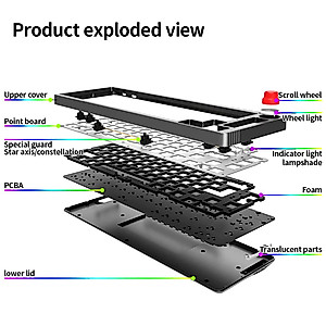 GK68 RGB Hot-Swappable Programmable Junction Box Can Be Replaced with Switch DIY Mechanical Keyboard Kit, Support AKKO, Cherry MX, Gateron, Kailh Mechanical Switch (Black)