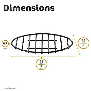 GOURMEX Black, Oval Oven Roasting Rack with Integrated Feet | Ideal for Cooking, Baking, Roasting, Cooling and Grilling | Non-Stick Coating, PTFE Free | Oven and Dishwasher Safe Rack (6 x 9")